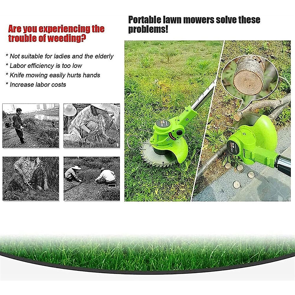 Handheld String Trimmer Cordless Sweeper Handheld Portable Lawn Mower Agricultural Household Cordless Weeder