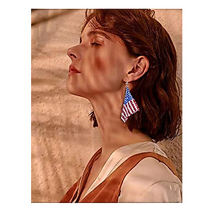 American Flag Earrings for Women Patriotic Independence Day 4th of July Drop Dangle Earrings Hook Earrings Fashion Jewelry (Alloy Mesh)