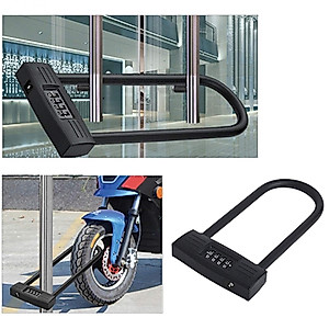 MGUOTP U-Locks Anti-Theft Bike Combination Lock with Vandalproof Cable Weatherproof Shock Combo Gate Lock for Bike Scooter Motorcycles, Black (Color : Black)
