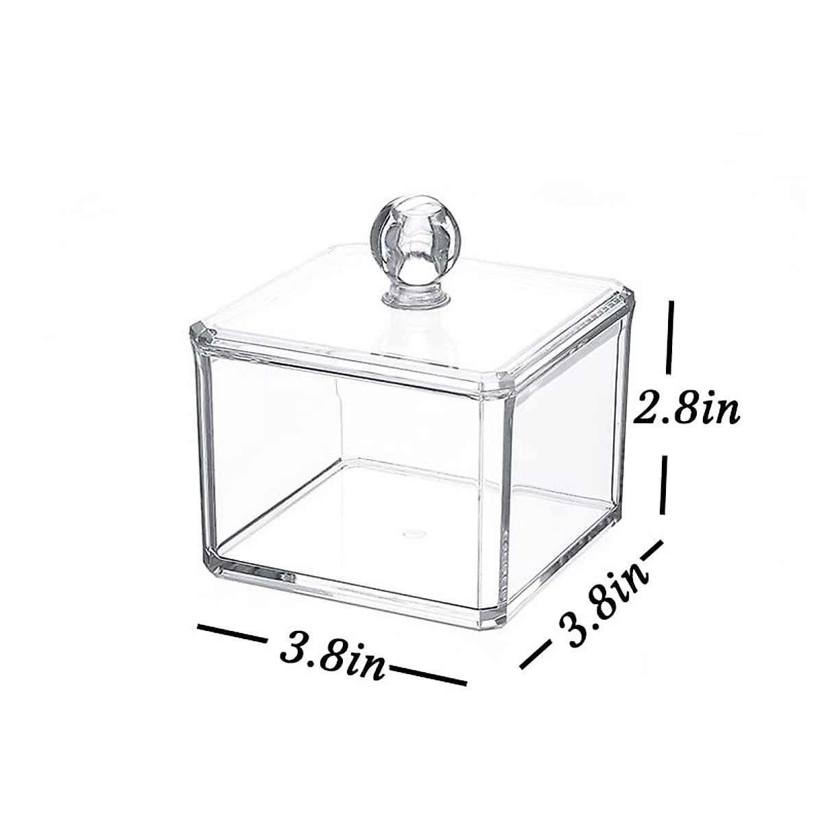 Square Stackable Organizer Acrylic Cotton Ball Holder Q-tip Holder Bathroom Swab Pad Dispenser