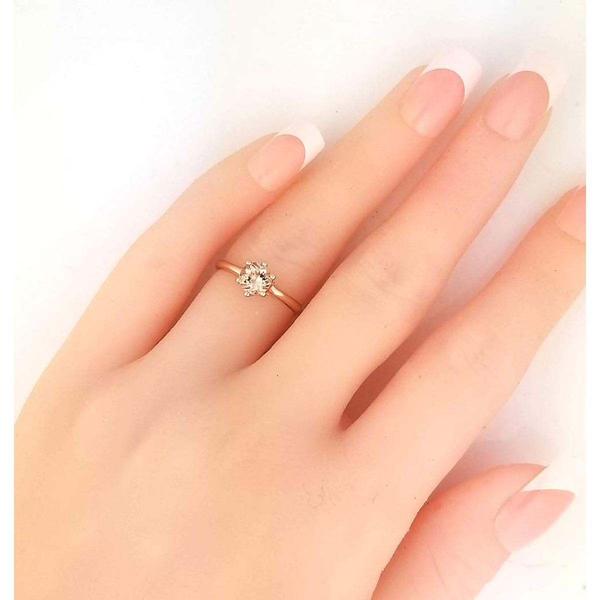 GNGJewel Morganite Collection Natural 6mm Round Moragnite Solitaire Engagement Ring in 10K Rose Gold (7)