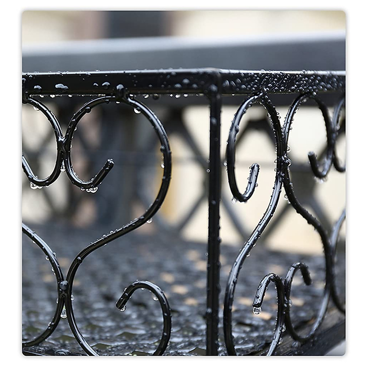 Mairuker Balcony Railing Shelf Flower Pot Stand Rack, 23.5 Inches Iron Hanging Flower Rack Basket Shelf with Hooks for Outdoor Garden Balcony Fence Patio (Black)