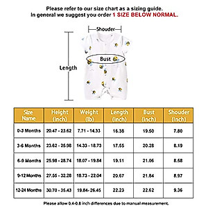 pureborn Baby Boys Girls Short Sleeve Cute Romper Summer One-Piece Outfits Cartoon Bees 0-3 Months