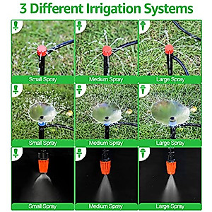 Bonviee Drip Irrigation Kit, 100FT/30M Garden Watering System, 1/4 inch Automatic Patio Misting System for Garden with Distribution Tubing Hose & Adjustable Nozzle Emitters Sprinkler Barbed Fittings