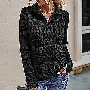 iHPH7 Women's Quilted Pattern Lightweight Zipper Long Sleeve Plain Casual Hoodie Ladies Sweatshirts Waffle Pullovers Shirts Tops