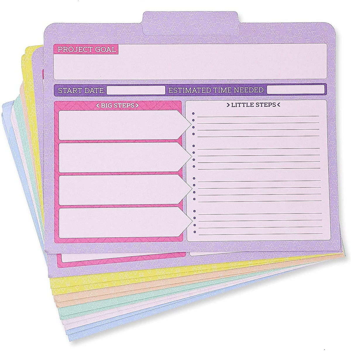 Paper Junkie Set of 12 Project File Folders with Notes Section, 1/3 Cut Tab Office Supplies in 6 Colors (Letter Size)