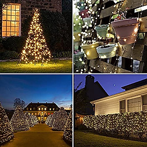 Super-Long 4-Pack Each 72FT 200 LED Solar String Lights, Extra-Bright Solar Outdoor Lights with 8 Lighting Modes, Waterproof Solar Fairy Lights for Tree Garden Patio Party Christmas (Warm White)
