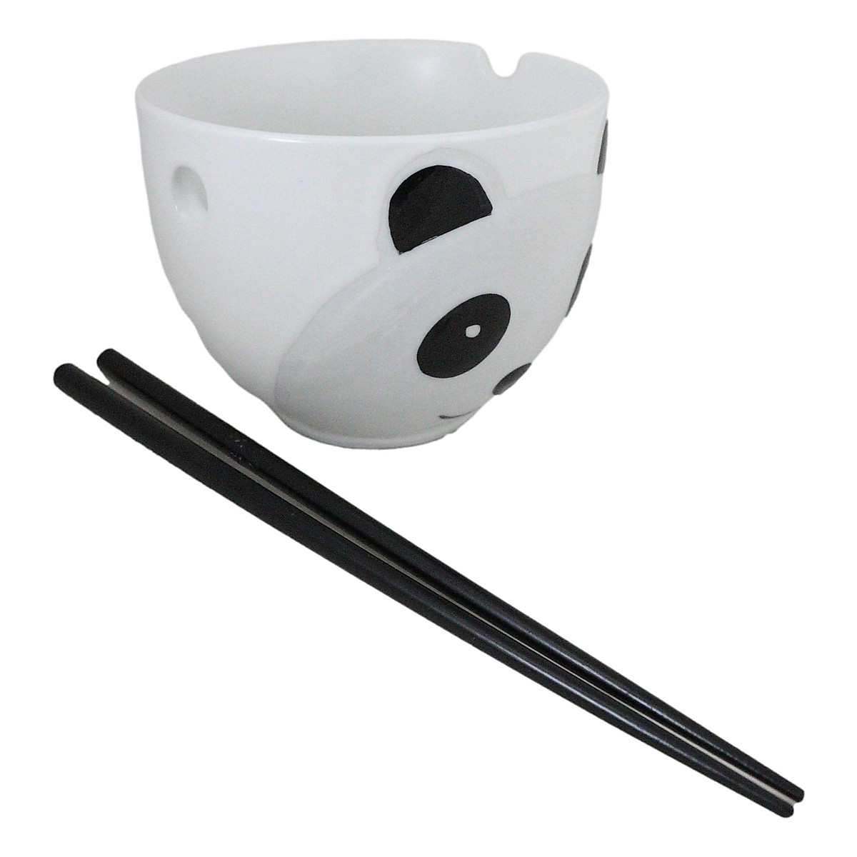 Ebros Gift Whimsical Ceramic Abstract White Giant Panda Pasta Ramen Udong Pho Noodles Soup Bowl and Chopsticks Set Dining Gourmet Meal Pandas Bears Collection Rice Bowls Decor Kitchen