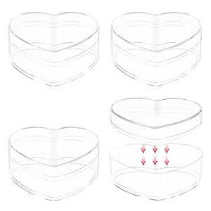 Dayaanee Clear Acrylic Plastic Heart-shaped Acrylic Box with Lid 2 Pack Small 3.3x2.9x1.6Inch/85X75X40mm Storage Boxes Cube Organizer Containers for Candy Pill and Tiny Jewelry