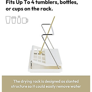 carrotez Bottle Drying Rack, Cup Drying Rack,Tumbler Drying Rack with Drain Tray - Bottle with Narrow and Wide Openings with Various Capacity, Different Bottle Type, Mug Type and Cup Type - White