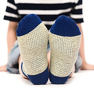 Flanhiri Baby Boys Toddler Non Skid Cotton Socks with Grip (1-3 Years, 12 Pairs - Set 4/713717)