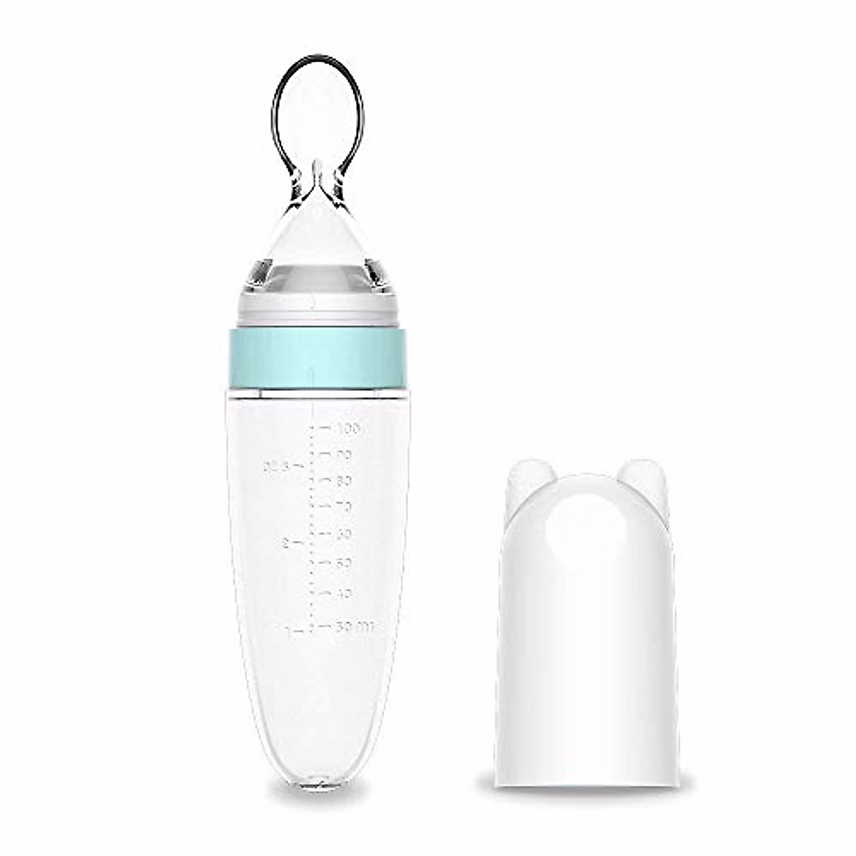 Burabi Silicone Squeeze Feeding Spoon, Baby Food Dispensing Spoon With Dust Cover, BPA Free