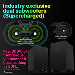 Nakamichi Shockwafe Ultra 9.2.4 Channel Dolby Atmos/DTS:X Soundbar with Dual 10" Subwoofers (Wireless), 4 Rear Surround Effects Speakers, eARC and SSE Max Technology (Flagship)