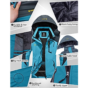 GEMYSE Women's Mountain Waterproof Ski Snow Jacket Winter Windproof Rain Jacket (Acid Blue, XXLarge)