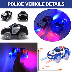 142 Pieces Police Patrol Chase Create a Road Super Snap Speedway - Magic Journey Flexible Track Set with LED Light Up Toy Cars