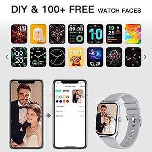 Ypaddbu Smart Watch for Women Men, 1.96" Full Touch Screen Smartwatch for Android & iOS Phones, Fitness Smart Watch with Heart Rate Blood Oxygen Monitor, 100+ Sport Modes，Ai Voice