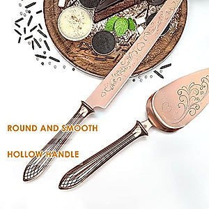 KSENDALO Rose Gold Cake Knife and Server Set, Elegant Cake Cutting Set for Weddings, Premium Cake Cutter, Ideal Cake Cutter Wedding Set, Perfect for Cake Slicing and Serving,13.78inch Long