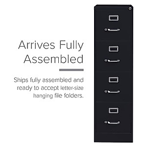 4 Drawer Letter Size Commercial File Finish: Black, Fully Assembled