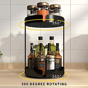 CASUN 2-Tier Turntable Spice Rack,Lazy Susans, Rotating Spice Rack Storage Tray for Spice Sorting, Lazy Susan Turntable Organizer for Cabinet (Medium)
