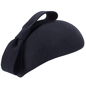 Lawliet Teardrop Women 1940s Wool Felt Fascinator Hat Bow Tam Beret Casque A568 (Black)