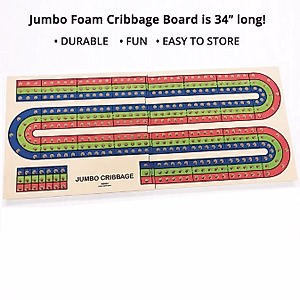 S&S Worldwide Jumbo 34" Long Foam Cribbage Board. 2-Piece Board Locks Together to Form a Huge 34" x 14-1/5" x 1" Thick 3 Track Board. Includes 12 Easy to Grasp Pegs. Perfect for Seniors.