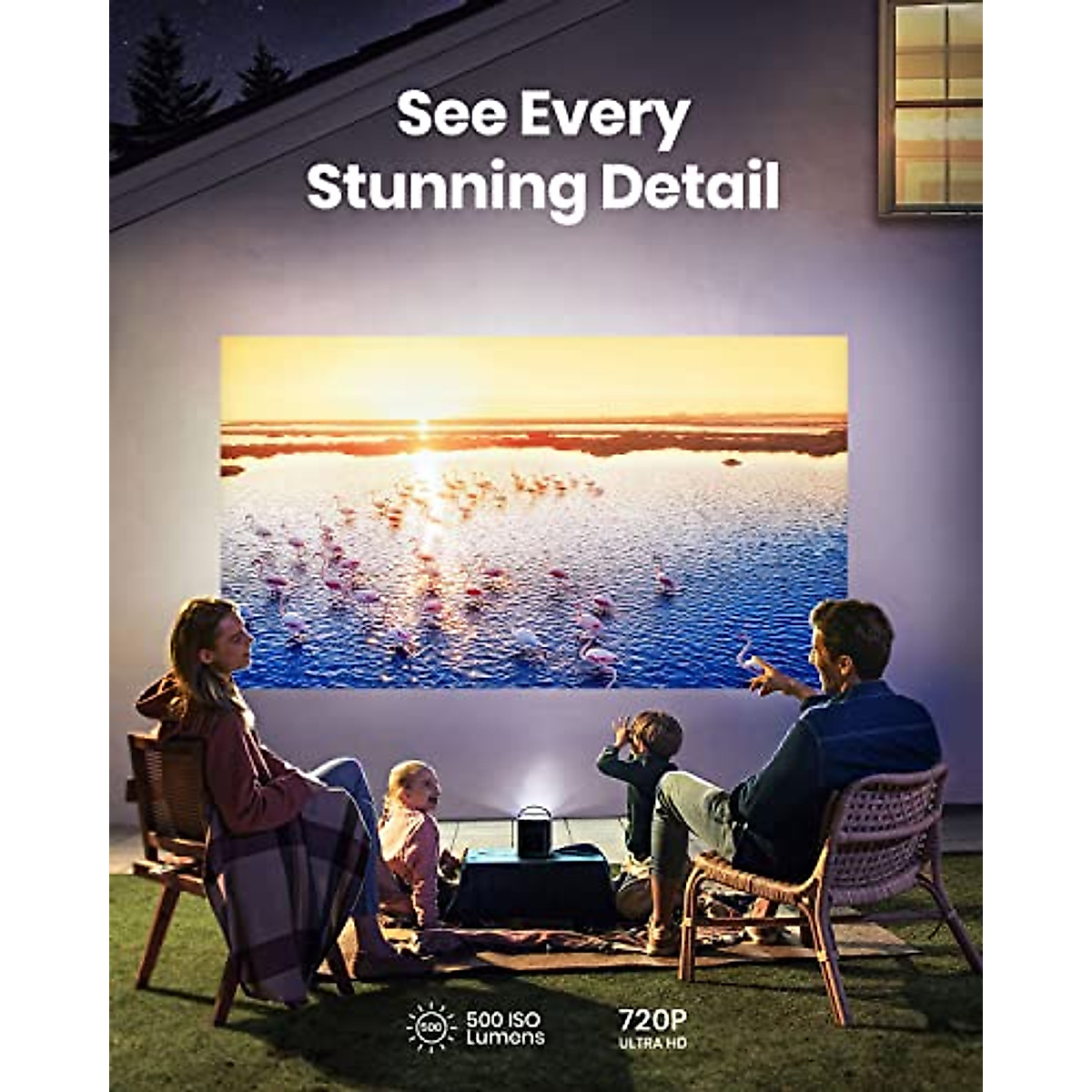 Outdoor Projector, Anker Nebula Mars II Pro 500 ANSI Lumen Portable Projector, Native 720P, 40-100 Inch Image TV Projector, Movie Projector with WiFi and Bluetooth, 3Hr Video Playtime, Watch Anywhere