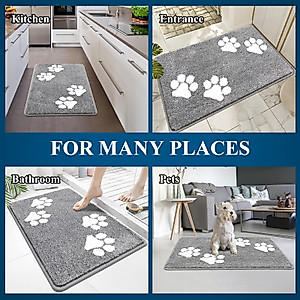 Vaukki Indoor Doormat Entryway Door Mat, Non Slip Absorbent Mud Trapper Mats, Low-Profile Inside Floor Mats, Soft Washable Small Mats Door Carpet for Entryway (Grey, 20''x32'')