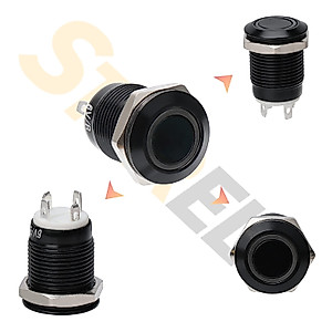 STARELO 12mm Computer case DIY Restart Instant Button Installation and Replacement, Metal self-resetting Button Switch, Blue LED Light, 12mm 1/2" Mounting Hole with Heat shrinkable Tube. (12mm, Blue)