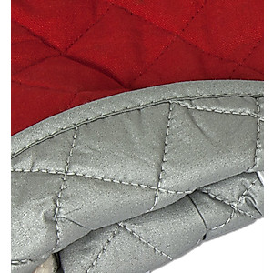 Nouvelle Legende Flame Retardant Kitchen and BBQ Heavy Duty Burn Protection Quilted Mitt, 17 Inches, Red, 2-Pack