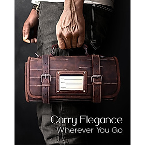 Leather Knife Roll Bag for Chefs Large - Professional Bag for Men and Women | Carrying Case with 14 Slots | Gifts for Him | Travel Accessories for Christmas and Thanksgiving