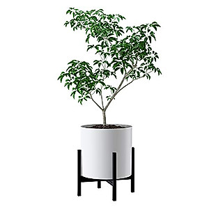 FaithLand Mid Century Plant Stand Indoor Outdoor(Plant Pot Not Included), Hold Up to 14 Inch Planter, Metal Planter Stand, Potted Plant Holder, Black - Fits Snake Plant - Upgraded Design