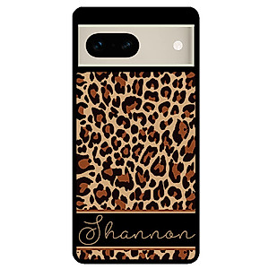 Leopard Animal Skin Personalized Black Rubber Phone Case Compatible With Google Pixel 8 Pro, 8a, 8, 7a, 7, Pixel 7 Pro, 6a, Pixel 6 Pro, 6, 5, 4a 5G, 4a 4G, 4, 4 XL, 3a, 3a XL, 3, 3 XL, 2 XL, 2