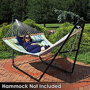 Sunnydaze 550-Pound Capacity Universal Multi-Use Heavy-Duty Steel Hammock Stand - 2-Person - Fits Hammocks 9 to 14 Feet Long - Black