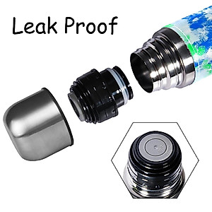 Stainless Steel Leather Vacuum Insulated Mug Abstract Thermos Water Bottle for Hot and Cold Drinks Kids Adults 16 Oz