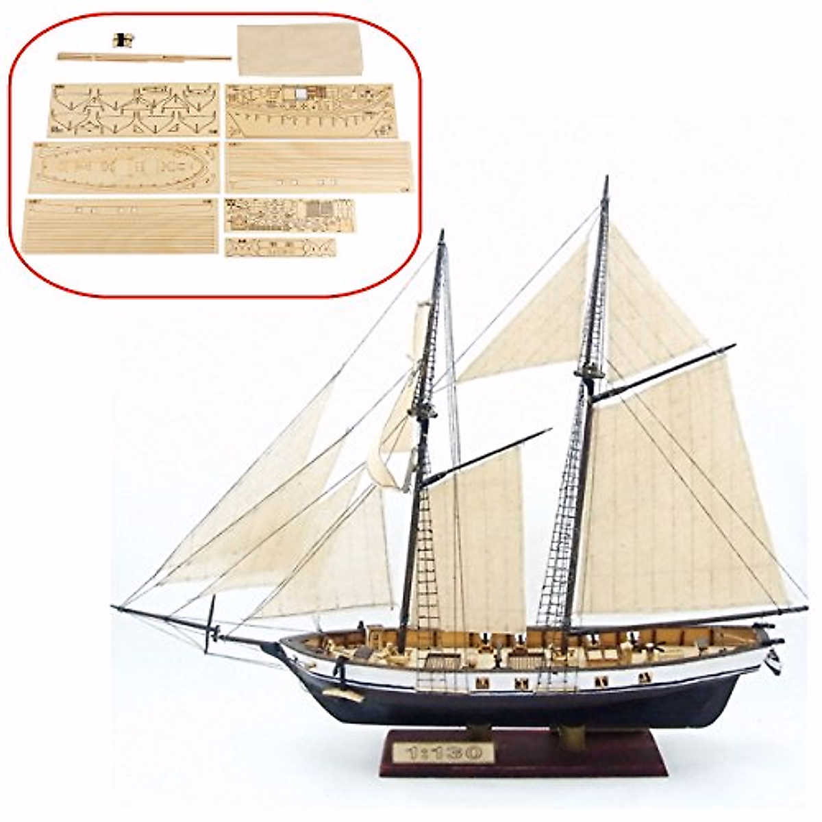 HAPYLY 1/130 Scale DIY Hobby Wooden Ship Science Equipmen Assembly Model Boat Kits Sailing Boat Kit Decor Toy Gift