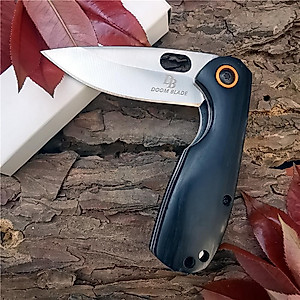 DOOM BLADE Gifts for Men Pocket Knife, Folding Knives with Pocket Clip 2.63 inches Blade Length 440C Stainless Steel Blade with Wood Handle,Lightweight,For Outdoor, Hunting, Fishing,Camping (Red)