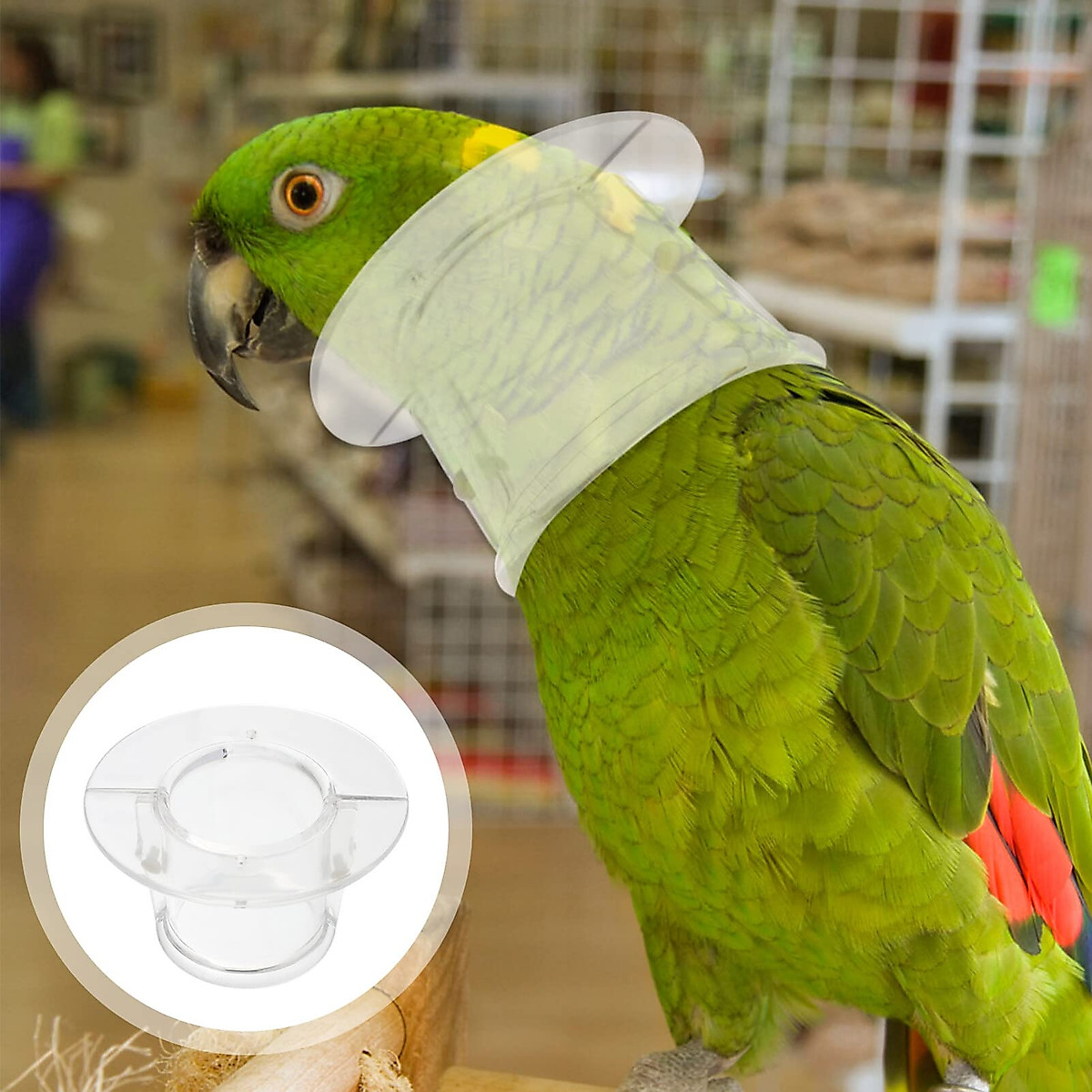 Parrot Neck Collar, Plastic -bite Collar Clear Bird Feather Protector Prevent Grab Lick Healing Safety Bird Cone Collar for Macaw Cockatoo Parrot Large
