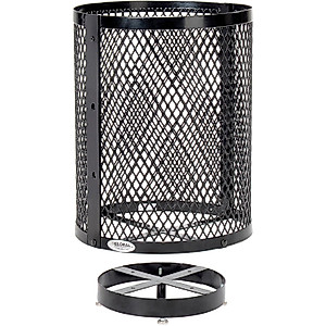 Global Industrial 32 Gallon Deluxe Thermoplastic Mesh Receptacle w/Dome Lid & Base, Black
