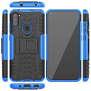 SKTGSLAMY Galaxy A11 Case,Samsung A11 Case,with HD Screen Protector, [Shockproof] Tough Rugged Dual Layer Protective Case Hybrid Kickstand Cover for Samsung Galaxy A11 (Blue)