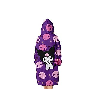 Perwzupe Blanket Hoodie Plus Size Wearable Blankets Oversized Sherpa Sweatshirt With Giant Pocket, Thick And Warm Flannel Blanket With Sleeves 4'11"-5'5"