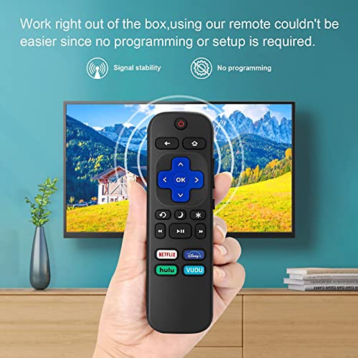 Universal Replacement Remote for Roku TV, Compatible with Hisense Roku/TCL Roku/Onn Roku/Sharp Roku TV, Remote Control with Buttons for Netflix, Disney, Hulu, VUDU【Not for Roku Stick and Box】