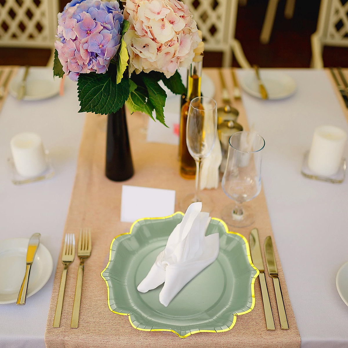 Norme 36 Packs Sage Green Paper Plates with Scalloped Edge 9 Inch Dessert Party Paper Plates Disposable Decorative Plate for Appetizer Salad Birthday Tea Party Decorations Supplies