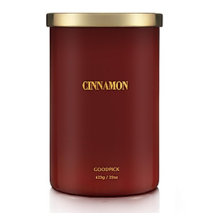 Goodpick Cinnamon Scented Candles 22 oz, Classic Luxury Candles for Home, 2-Wick Soy Candle, Large Jar Candles Gifts for Women, Birthday, Christmas, Bath, 120 Hours Burn Time