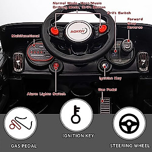 12V Electric Drift Kart, Go Kart for Kids 3+, Battery Powered Ride On Car with Remote Control, Go Carts Drifting Toy Vehicle with Built-in Music, Lockable Doors, Black