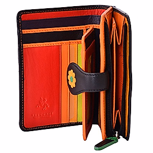 Visconti Spanish DS-82 Womens Floral Multi Colored Bifold Wallet DAISY COLLEC. - Black Multi, Medium