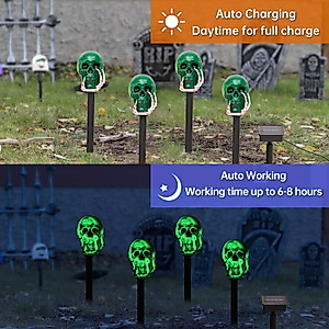 HUYIENO Solar 4pcs Halloween Pathway Lights LED Lights Outdoor Waterproof Halloween Decorations for Garden