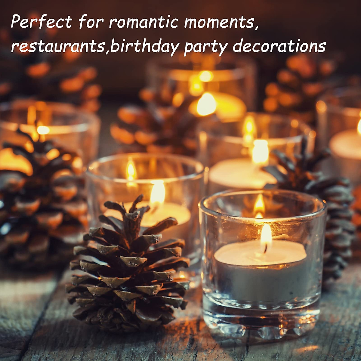 NuCandle Tea Lights Candles 50 Pack Unscented Tealight Candles Bulk for Wedding Christmas Home Decorative Outdoor Mini White Tea Lights Candle