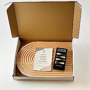 Charcuterie Board Set - Cheese Board and Knife Set - 4pc Cheese Knife Set - Cheese Boards Charcuterie Boards - Decorative Serving Trays Board for Charcuterie - Wood Charcuterie Boards