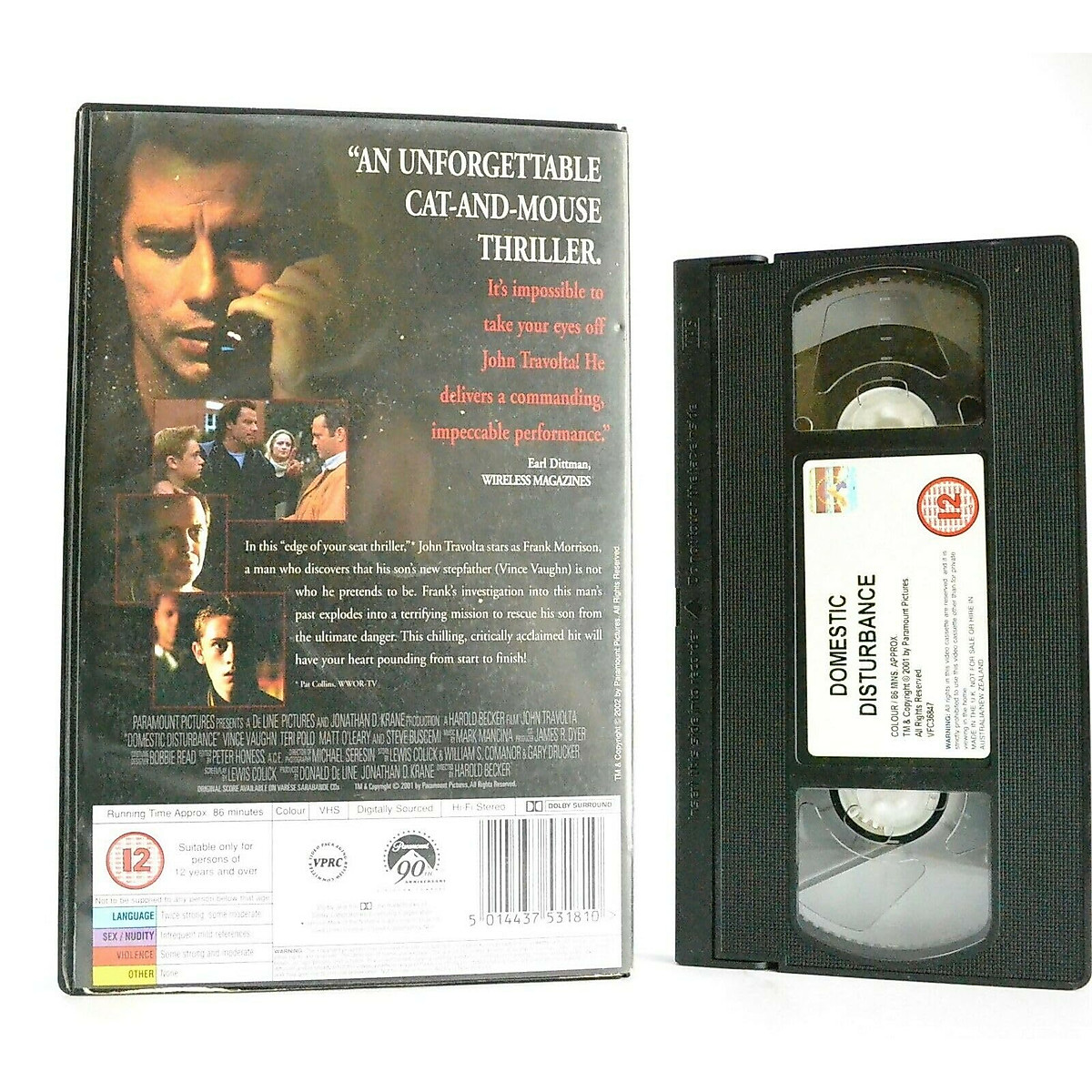 Domestic Disturbance: Psychological Thriller - Large Box - John Travolta - VHS