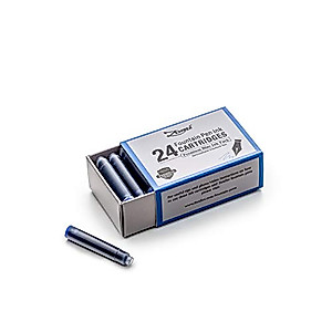 ZenZoi Fountain Pen Ink Cartridge Refills- 24 Bulk Premium Blue Case- Professional Grade, International Size, Non-Toxic Ink- Smooth, Blotch-Free Writing for Luxury Pens – German Nibs (Blue)